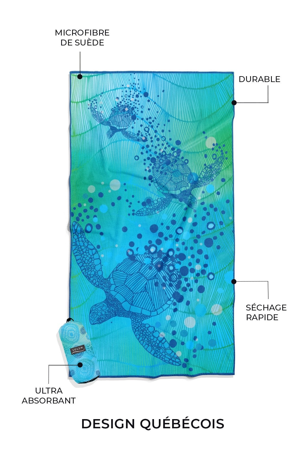 Serviette de plage en microfibre ultra-Performante | XL – Solem