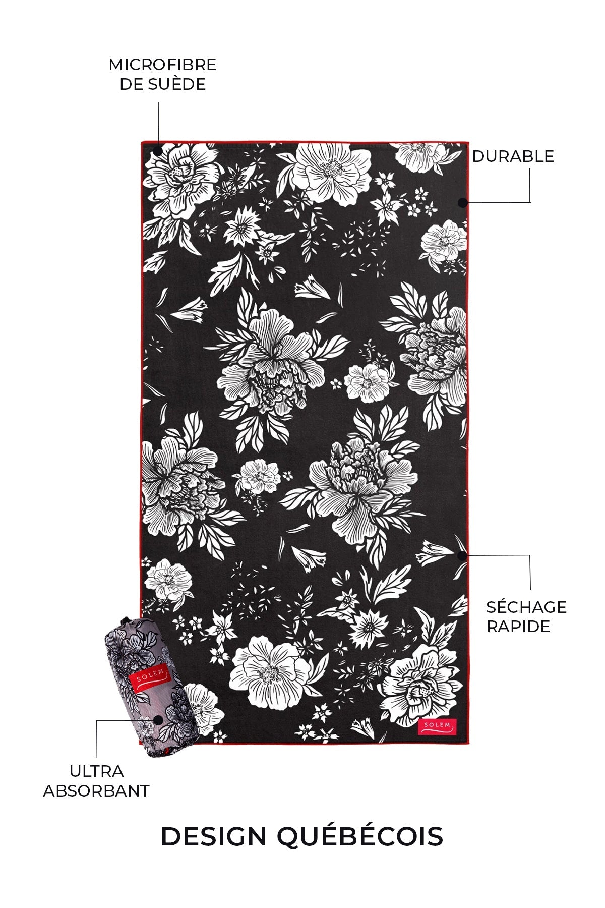 Serviette de plage XL Simone en microfibre haut de gamme Solem